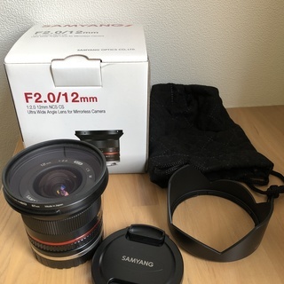 カメラレンズ値下げ】SAMYANG 単焦点広角レンズ 12mm F2.0 ブラック