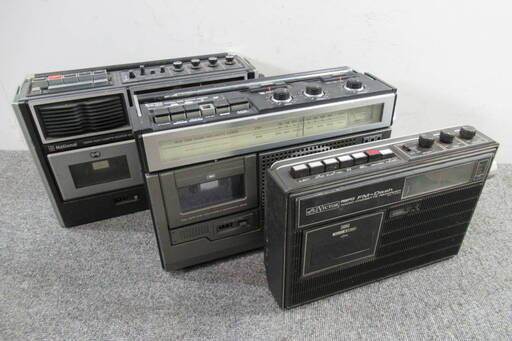 Y759棚1ラジカセ3台セット【VICTOR:RC-735D☆HITACHI:TRK-5320☆National:RQ-560】昭和レトロ ...