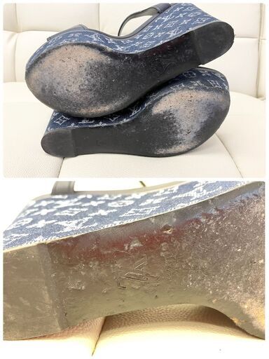 ルイヴィトン モノグラム デニム ウェッジソールサンダル 37 1/2 ルイヴィトン モノグラム デニム ウェッジソールサンダル 37 1/2