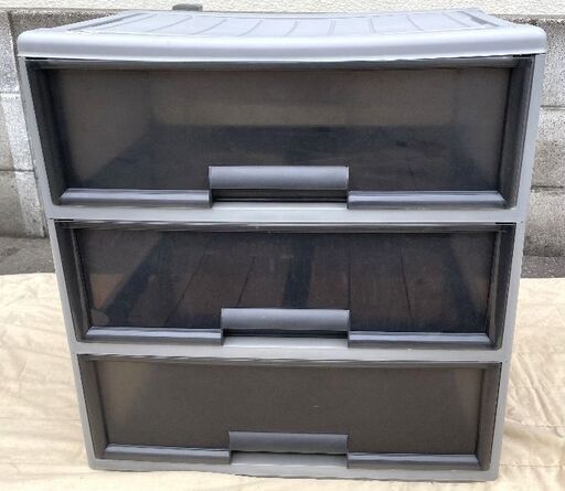 JM16330)capaty 3段収納ケース グレイ・ブラック 中古品【取りに来られる方限定】 (はぁとらいん) 尼崎の収納家具《収納ケース ...
