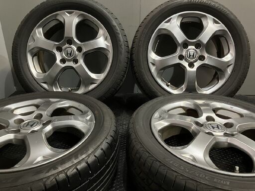 タイヤ走行短め【BS Playz PX-RV 205/55R17】夏タイヤ【HONDA ストリーム 純正ホイール 17インチ 6J5HPCD ...