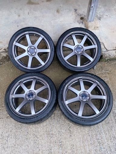 ENKEI PF07 18×7.5J PCD100/5 ＋48 タイヤ付き 4本 (田畑幹久) 谷山のタイヤ、ホイールの中古あげます・譲ります｜ジモティーで不用品の処分