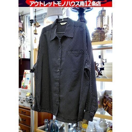 BLUE POOL ROAD ドットシャツ ネイビー 胸ポケ付き 水玉 ポリエステル100％ パーソンズ レディース 札幌市 中央区 南12条 ...