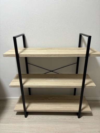 LOWYA ロウヤ ラック オープンシェルフ 収納 ディスプレイ 棚 木目調 ナチュラル スチール 3段 幅100cm (しゅーへー) 平沼橋の収納家具《棚、シェルフ》の中古あげます・譲ります ...