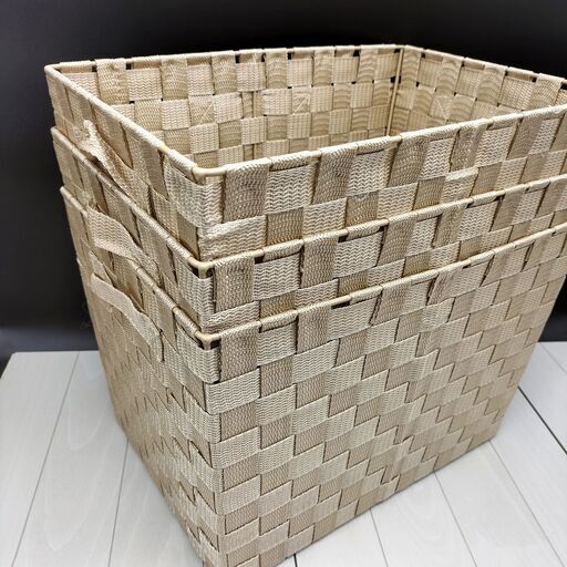 (B-2405IN3) 収納ボックス 3点 W25cm×D37cm×H25.5cm ベージュ (ぶんさん) 基山の収納家具《収納ケース》の中古あげます・譲ります｜ジモティーで不用品の処分