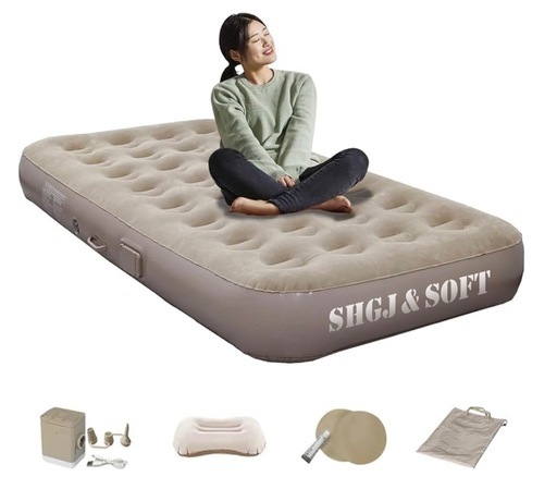 【新型、新品＆未開封品】SHGJ&SOFT エアーベッド 電動エアーマット キャンプマット 電動 ポンプ内蔵 4000mAh 自動膨張 エア ...