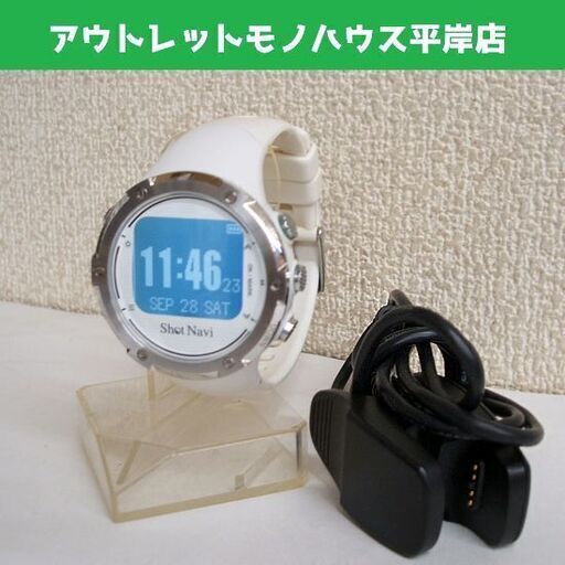 通電確認済 Shot Navi ショットナビ W1-GL 充電コード付ホワイト腕時計型 GPS ゴルフナビ ☆ PayPay(ペイペイ)決済… (モノハウス☆平岸) 中の島のゴルフの中古あげ ...