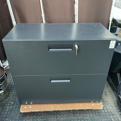 f コクヨ 書庫エディア EDIA 収納 ブラック ラテラル2段 下置き シリンダー錠 幅900×奥行450×高さ77.3mm BWU-L ...