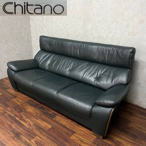 WY15/38 カリモク karimoku Chitano チターノ 3人掛けソファ 3P トリプル 本革 レザー ブラック グリーン モ… (POTATO) 市川大野のソファ《3人掛けソファ ...
