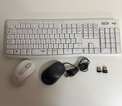 ロジクールK295 ホワイトキーボード/M650 ホワイトサイドボタン付きワイヤレスマウス/エレコムブラック有線マウス/Bluetoothレ… ( たくや) 八坂の周辺機器の中古あげます・譲り ...